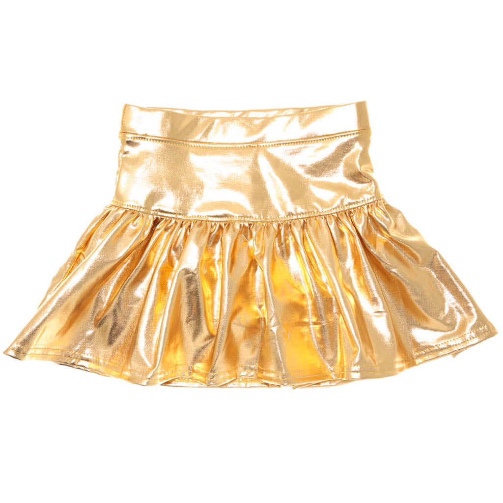 Slick Metallic Gathered Skort- Gold – Smock Candy
