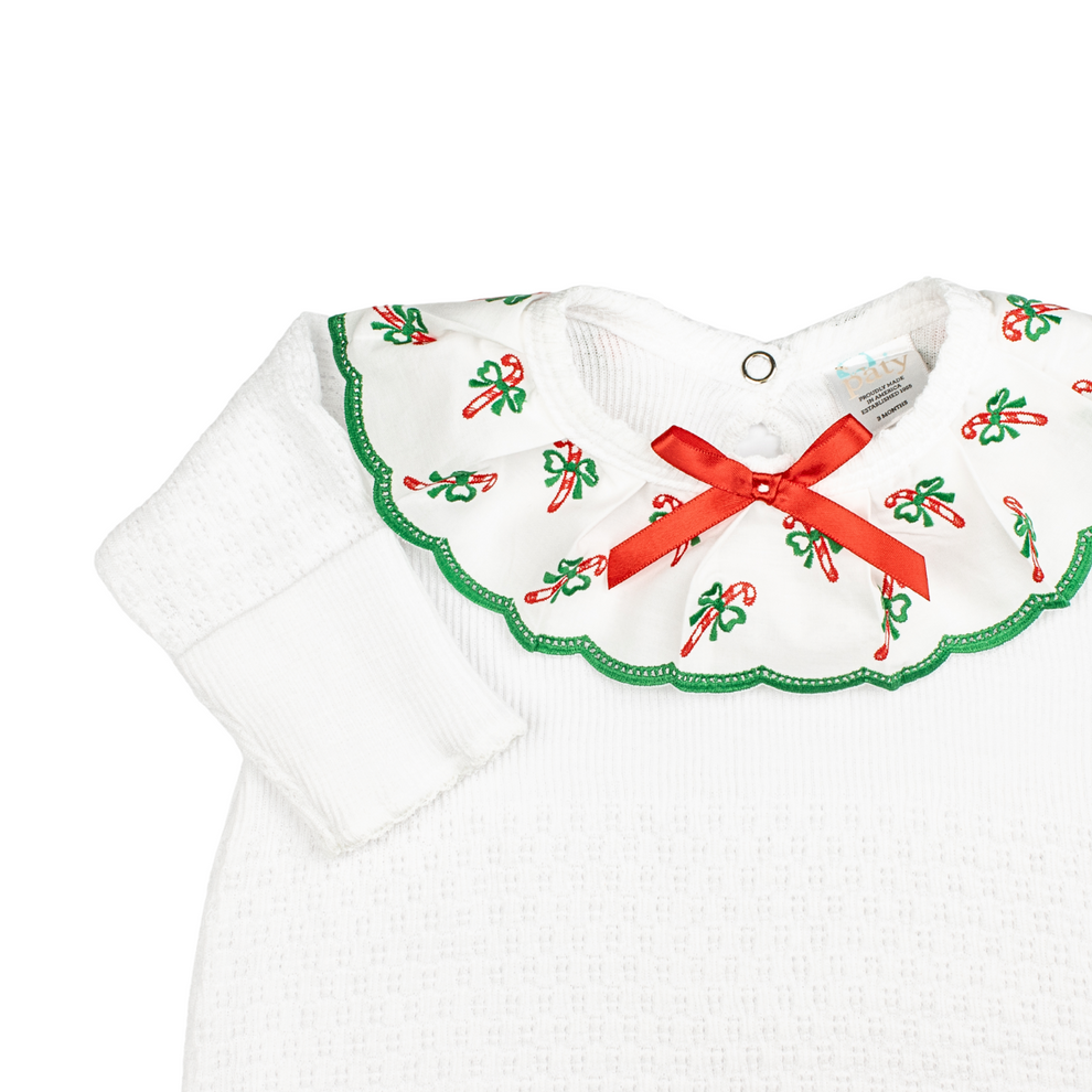 Knit Footie- Candy Cane Trim – Smock Candy