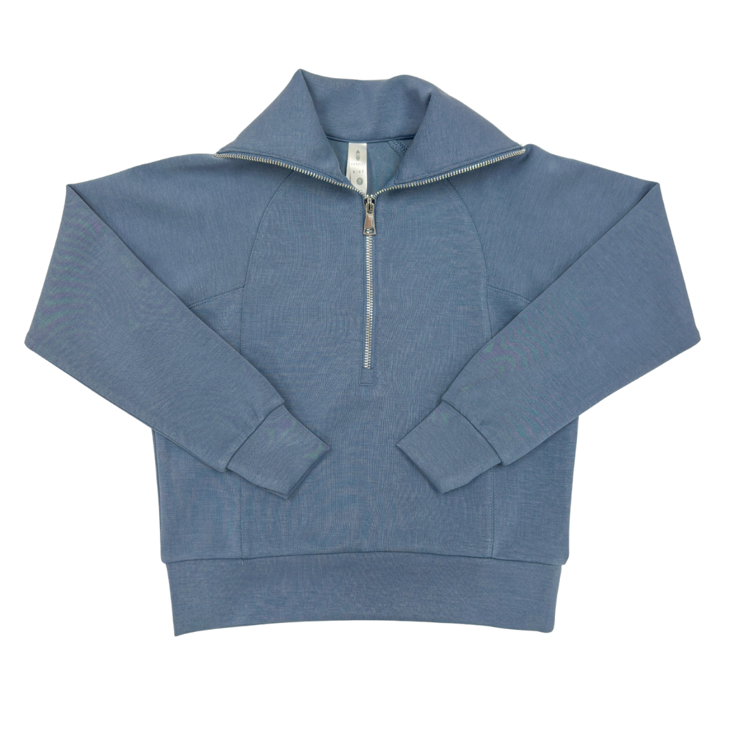 Air Essentials Half Zip Sweater- Blue – Smock Candy