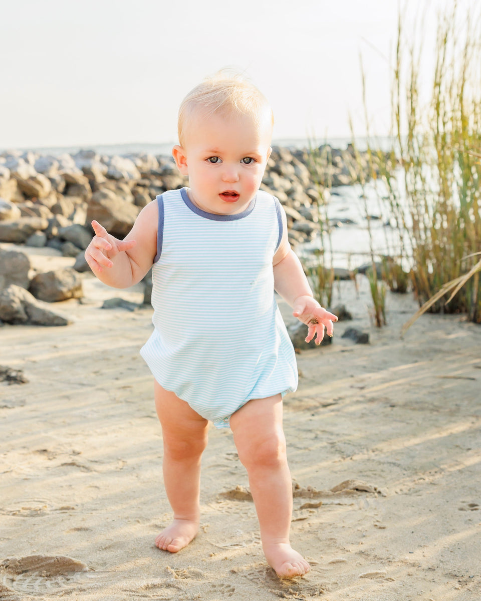Avery Bubble- Aqua Stripe and Dusty Blue – Smock Candy