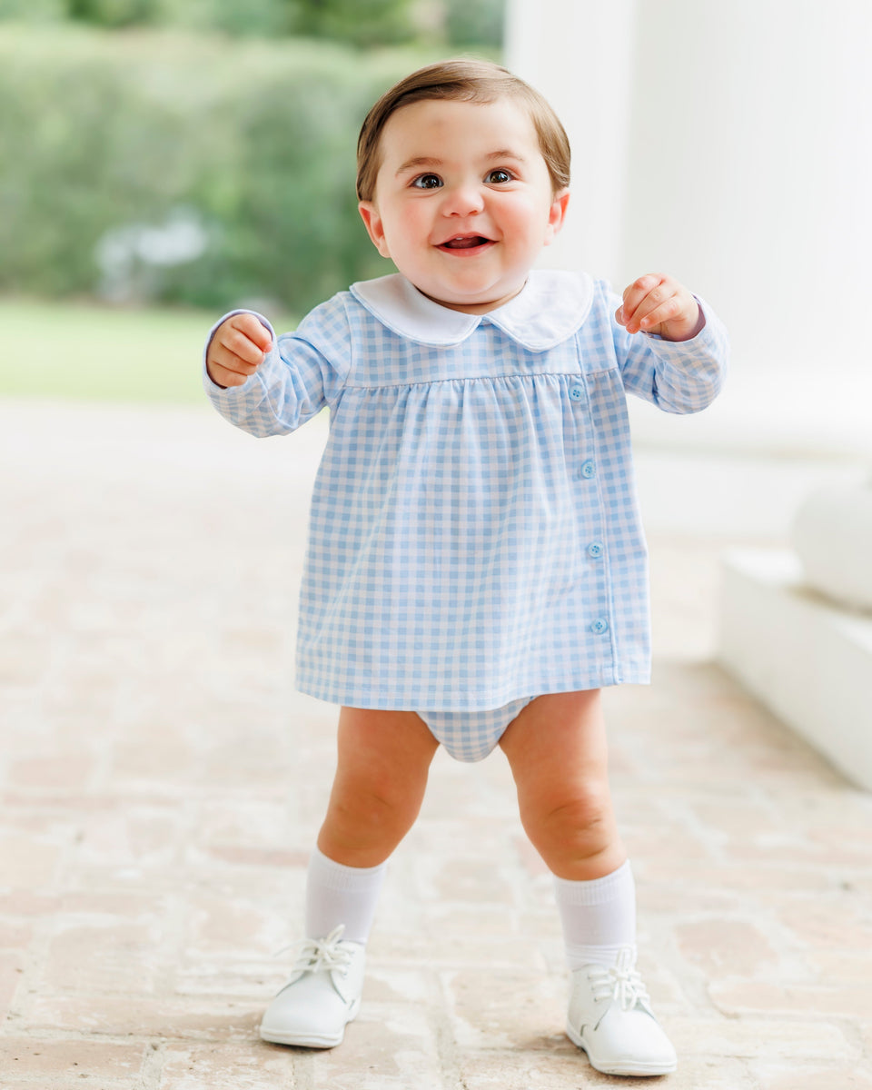 Liam Diaper Set - Light Blue Gingham – Smock Candy