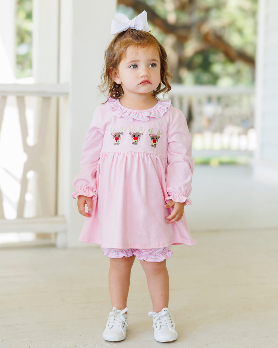 Run Run Rudolph Ruffle Bloomer Set – Smock Candy