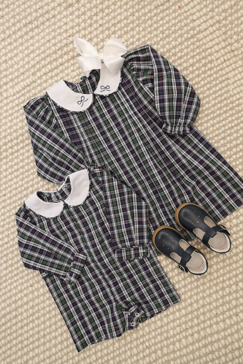 Navy Plaid Rowan Romper – Smock Candy