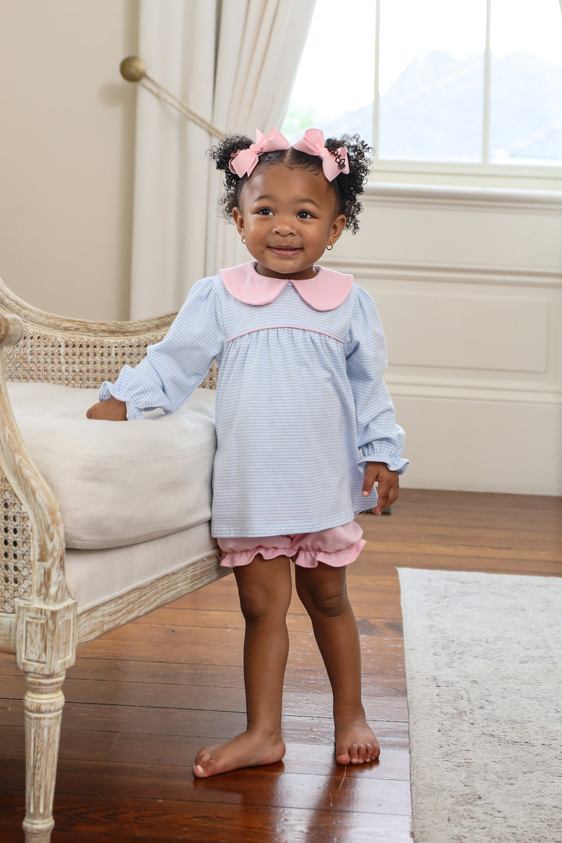 Katherine Bloomer Set- Light Blue Stripe/Light Pink – Smock Candy