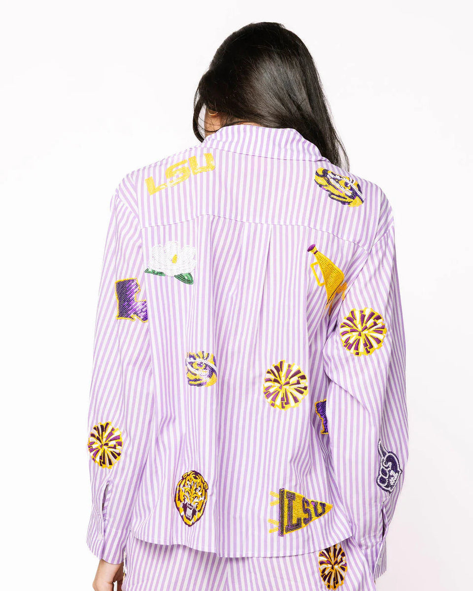 Licensed LSU Mini Icon Striped Button Down- (Women's) – Smock Candy