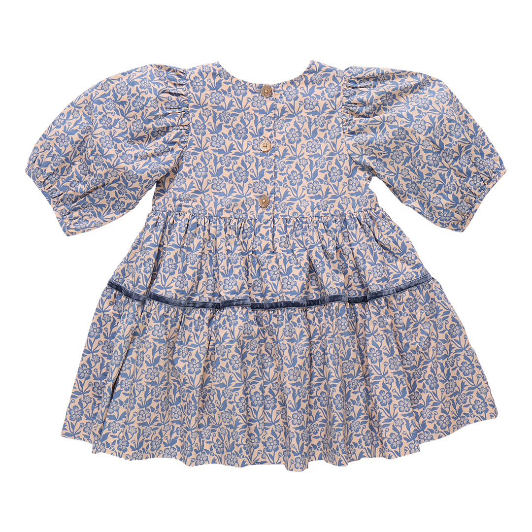 Maribelle Dress- Blue Climbing Floral – Smock Candy
