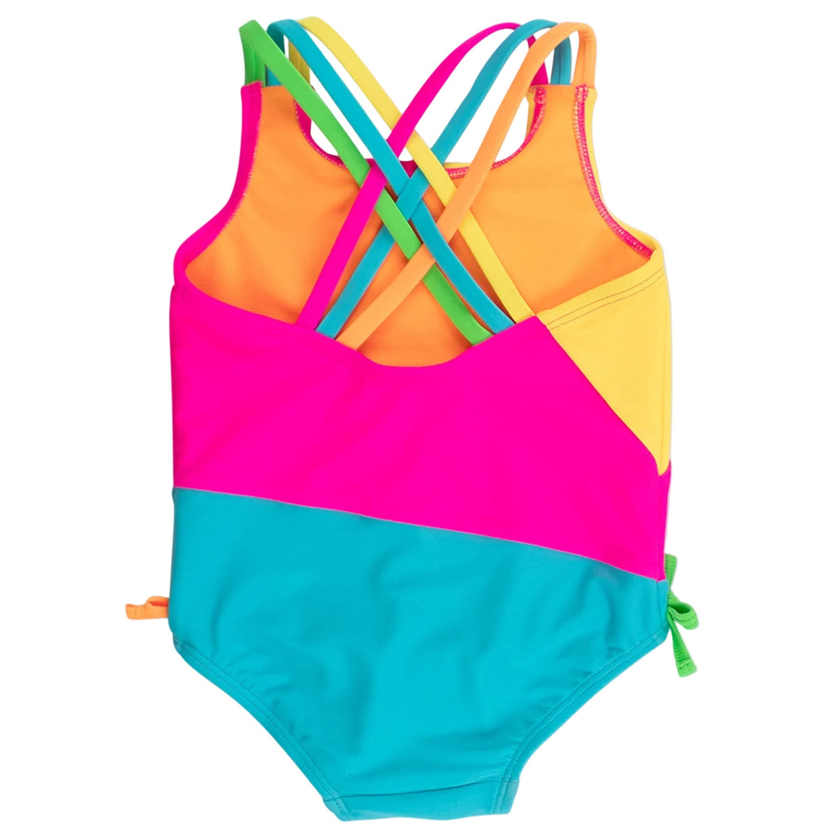 Block Cross-Back One Piece Swimsuit- Neon Color Block – Smock Candy