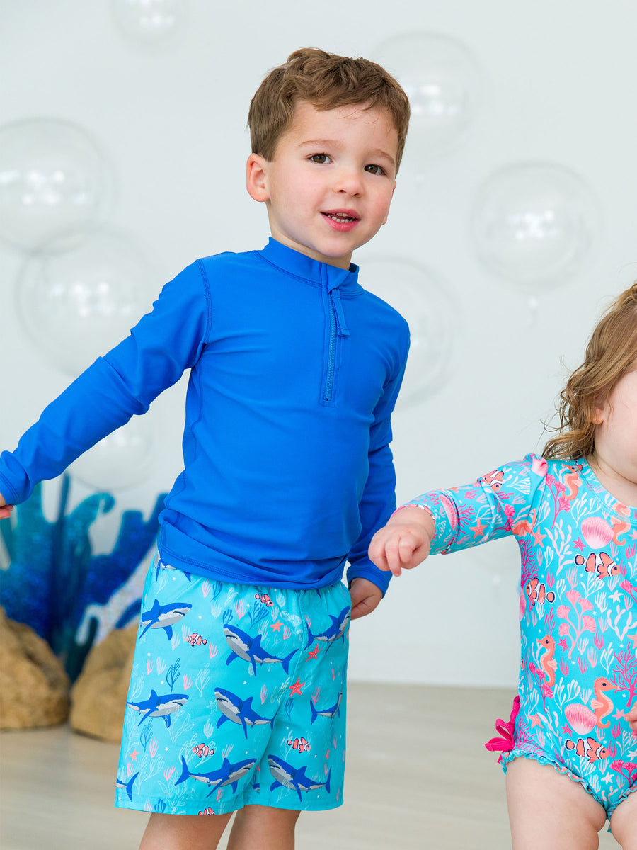 Zipper Rash Guard- Sonic Blue – Smock Candy