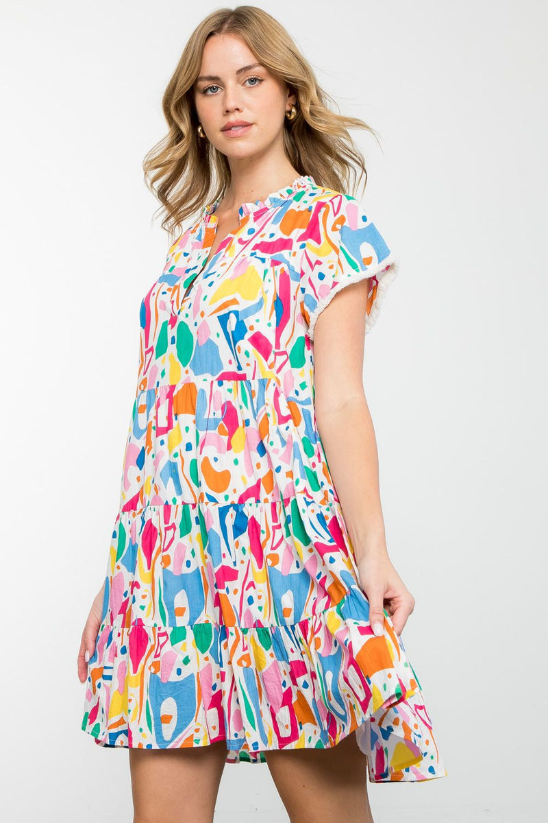 Short Sleeve Multi Color Print Dress – Smock Candy