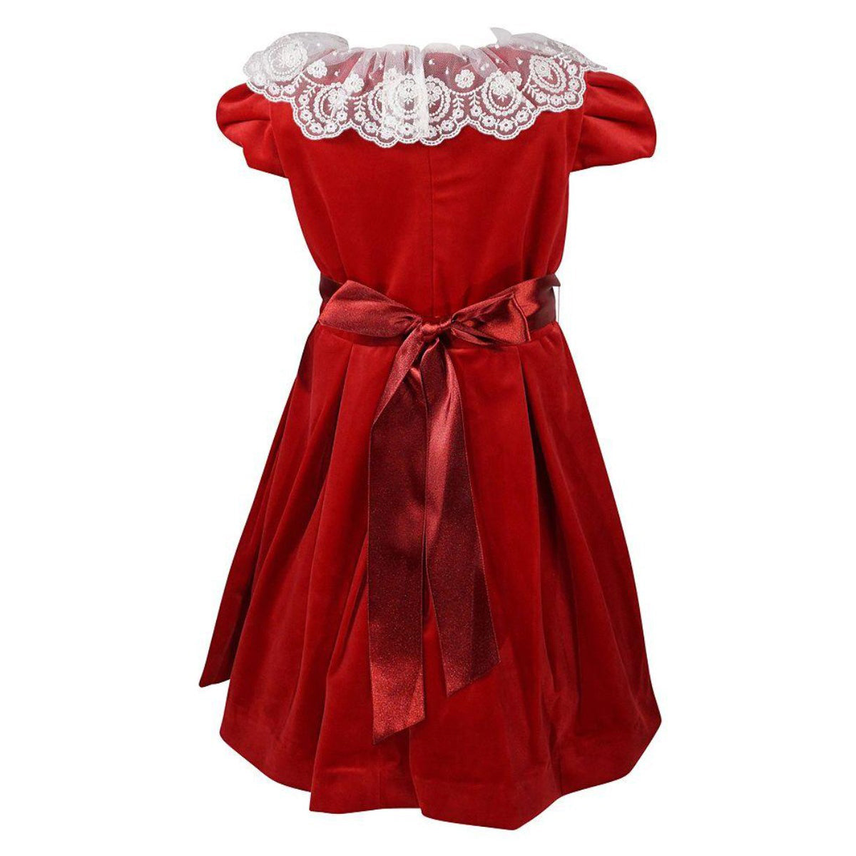 Red Deluxe Velvet Dress With Lace – Smock Candy